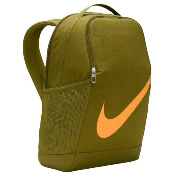 Nike | Accessories | Nike Brasilia Kids Backpack Olive Orange Swoosh ...